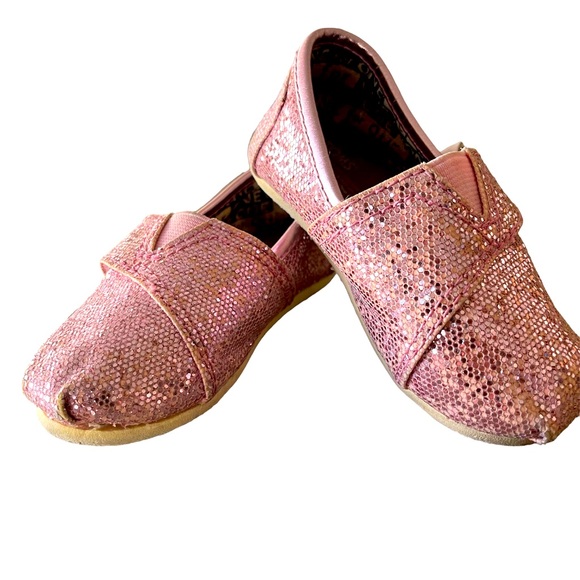 Toms | Shoes | Toms Baby Pink Glitter T5 Sparkly Classic Slipon Size 5 ...